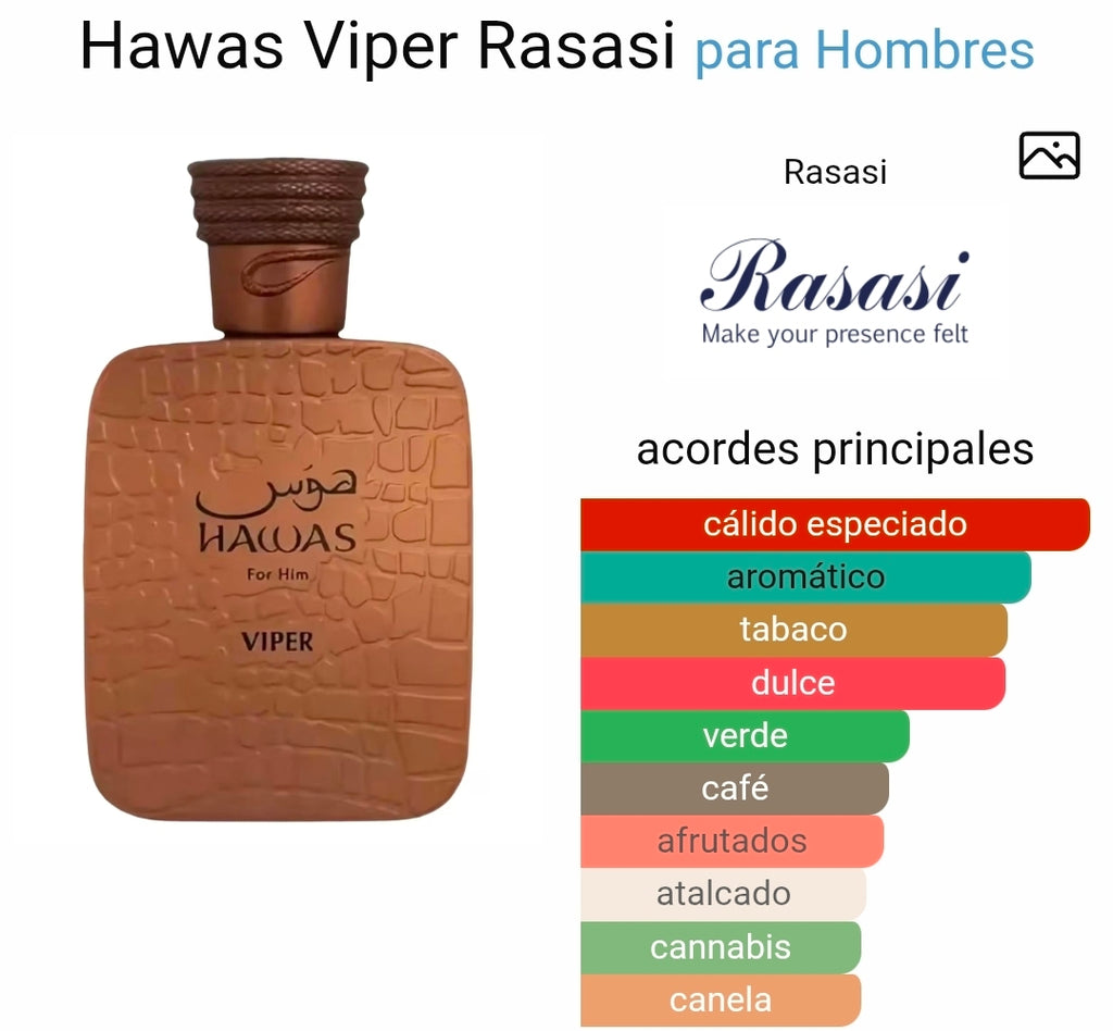 Hawas Viper de Rasasi EDP 3.4oz – Quimica de Perfumes